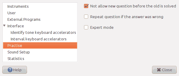 Preferences window - GNU Solfege